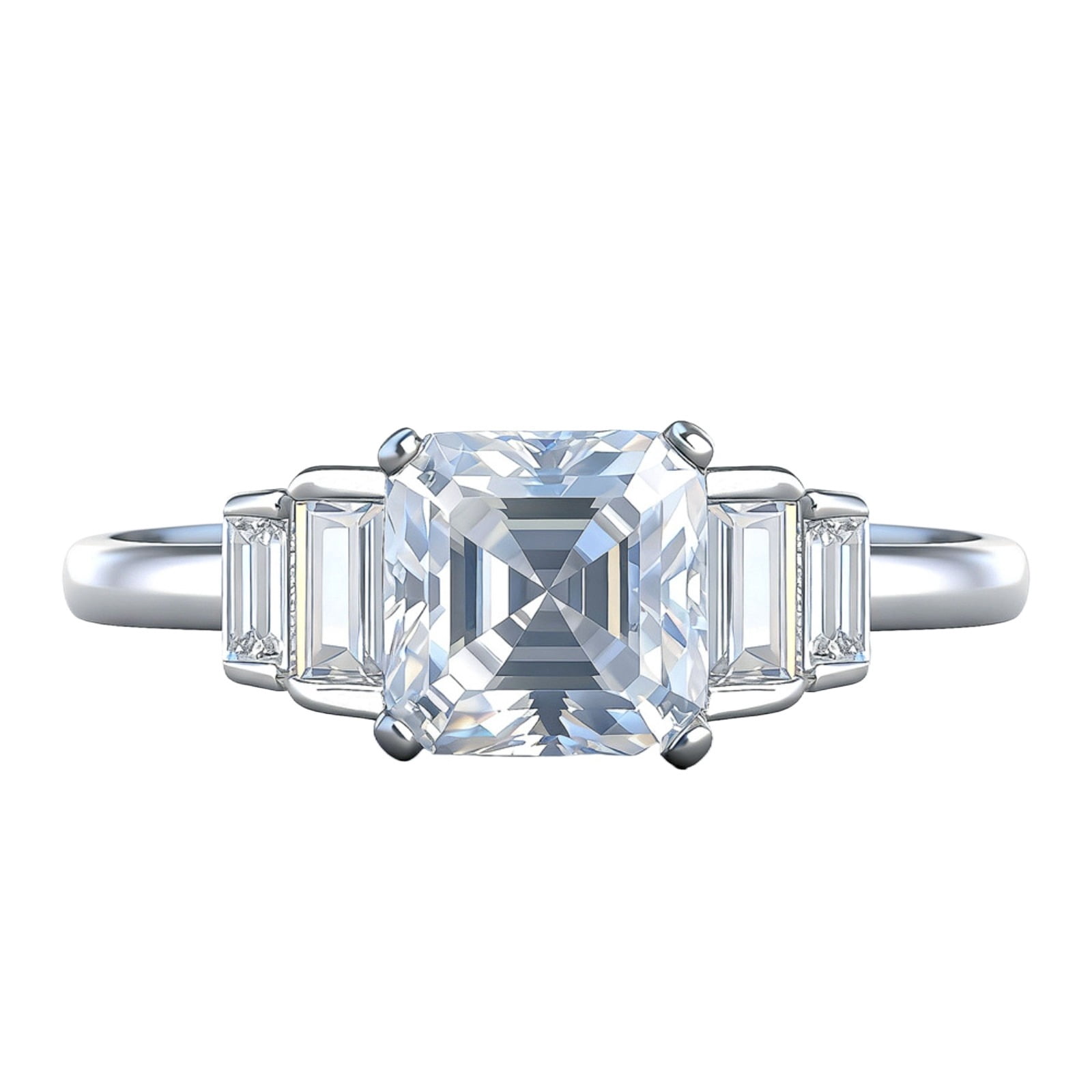 1CT Asscher Cut Moissanite Ring D Color VVS1 Moissanite Engagement ...