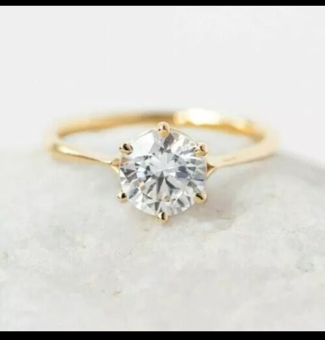 1CT Lab Created Diamond Round Cut Solitaire Leady Engagement Ring 14K ...