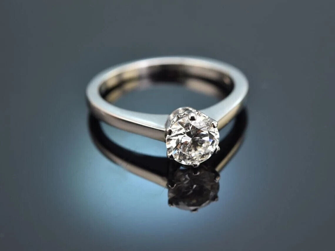 1CT Lab Created Diamond Round Cut Women's Fancy Solitaire Wedding Ring ...