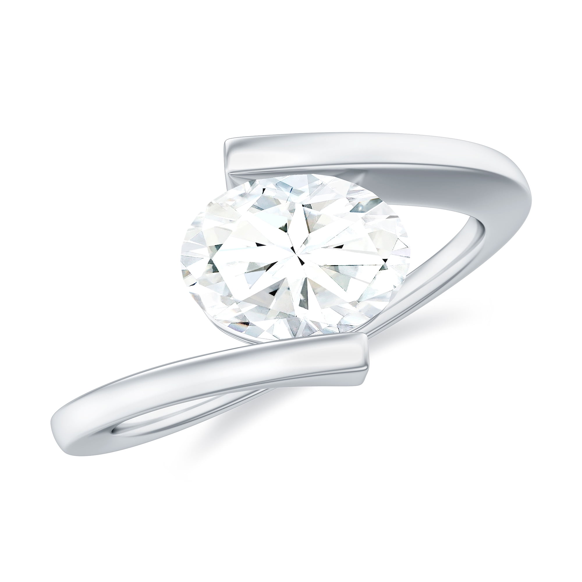 Rosec Jewels 1CT Lab Diamond East West Oval Engagement Ring - EF-VS ...