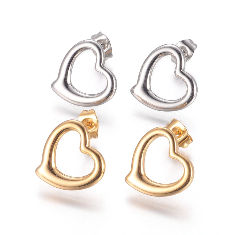 1Card 304 Stainless Steel Stud Earrings Hypoallergenic Earrings with ...