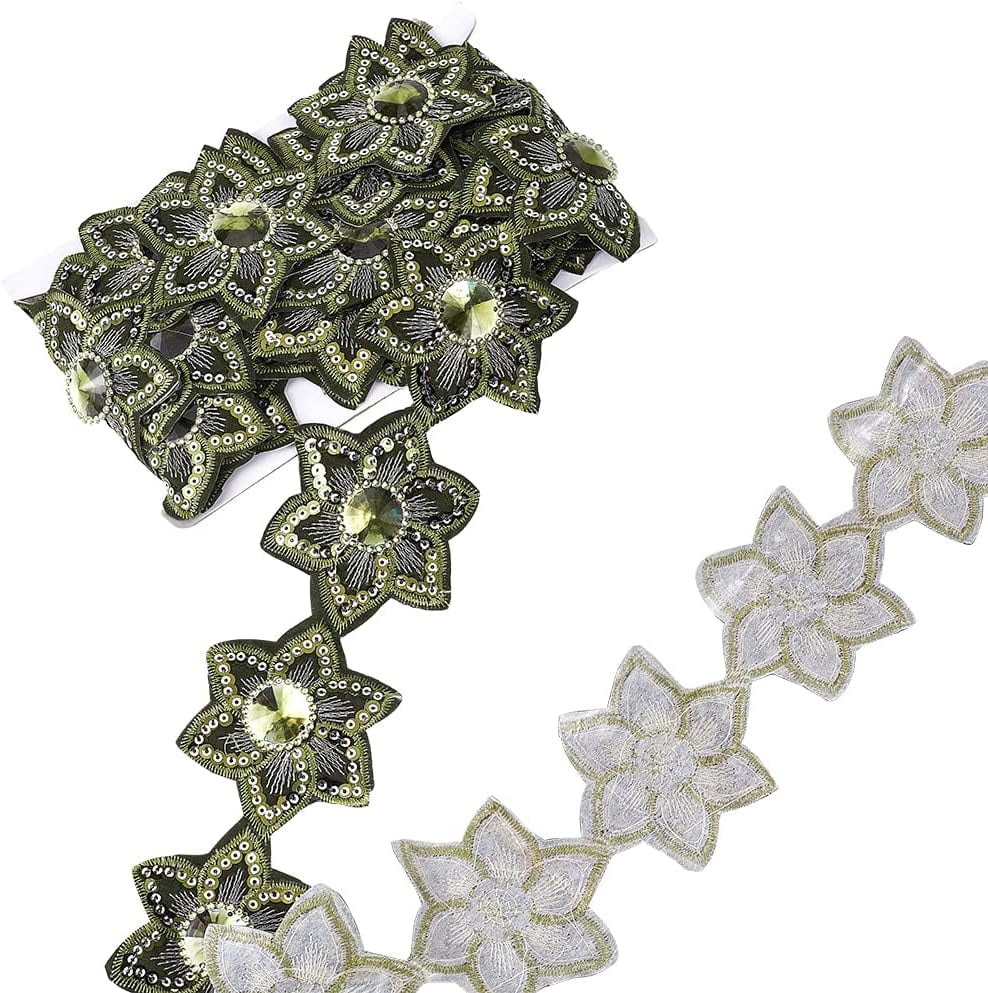 1Card Iron on/Sew on Ethnic Style Embroidery Flower Polyester Lace ...