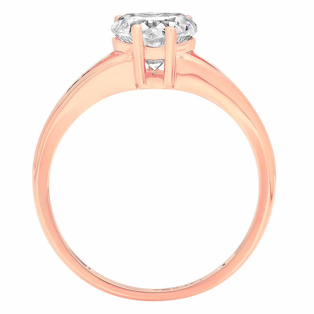 1Ct Heart Cut Moissanite Solitaire Engagement Ring in Solid 18K Rose Gold Size 10.5 - Walmart.com