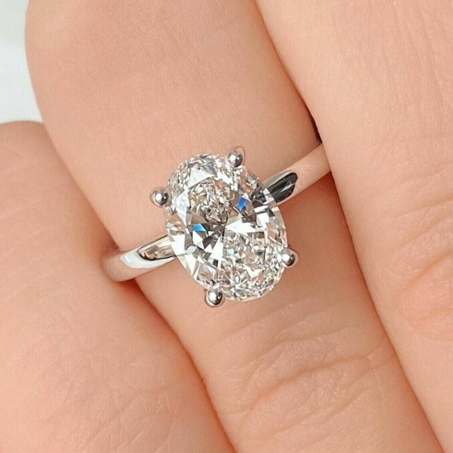 1Ct Lab Created Diamond Oval Cut Solitaire Women's Pretty & Fancy ...