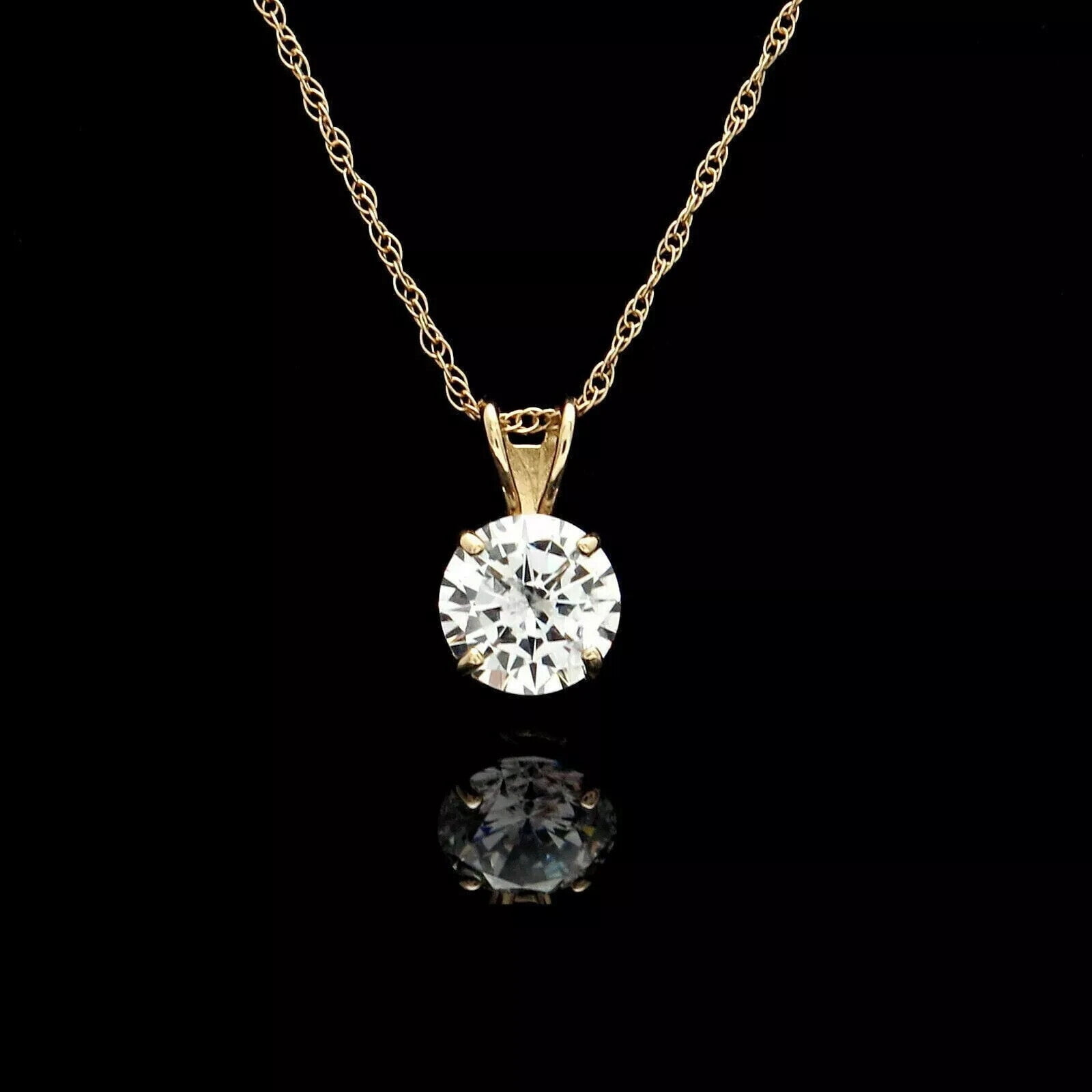 1Ct Lab-Created Diamond Pendant Necklace in 14K Yellow Gold Plated ...