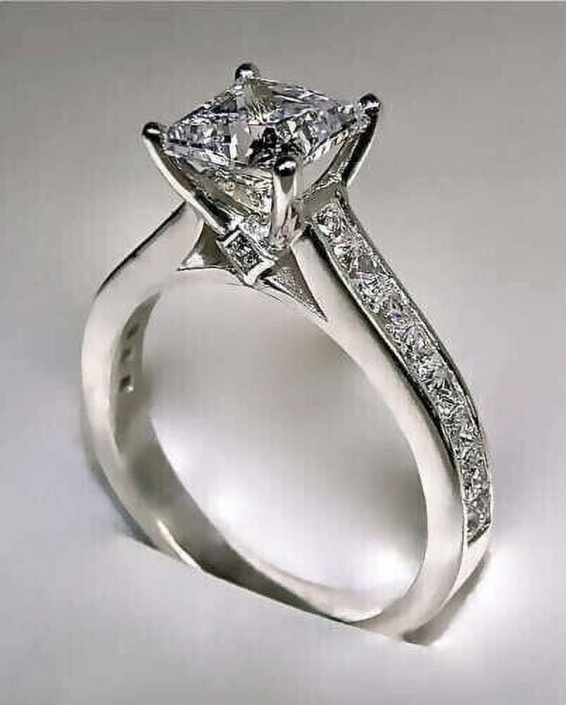 1Ct Lab Created Diamond Princess Cut Women's Wedding Ring 14K White ...