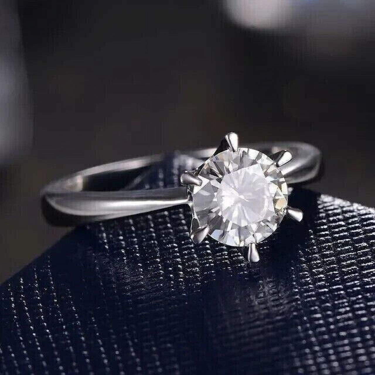1Ct Lab Created Diamond Round Cut Engagement Ring 14k White Gold Plated ...
