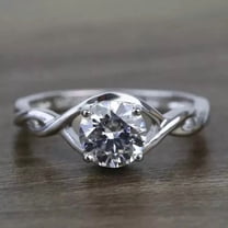 1Ct Lab Created Diamond Round Cut Solitaire Leady Beauty Ring 14K White ...