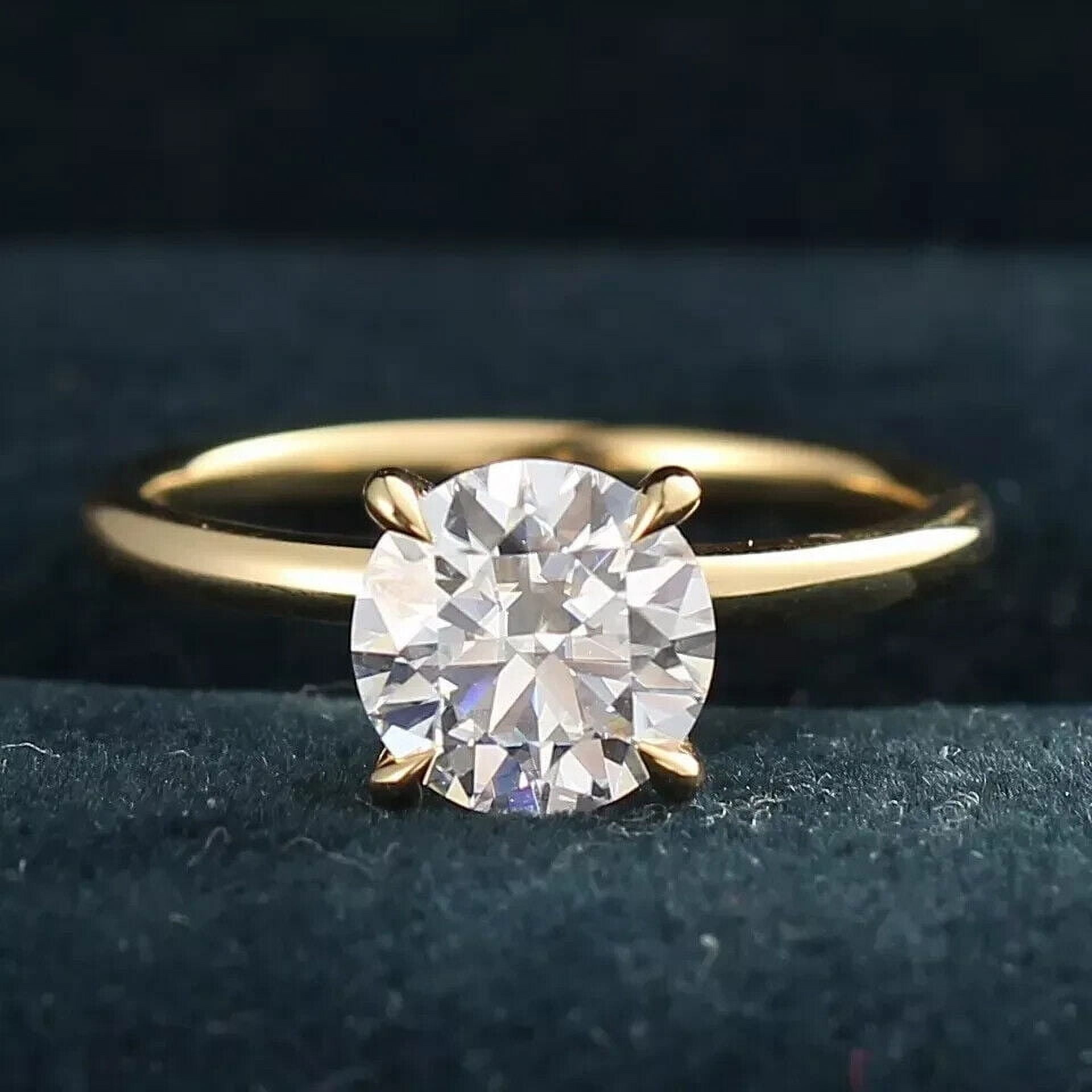 1Ct Lab Created Diamond Round Cut Solitaire Fancy Wedding Ring 14K ...