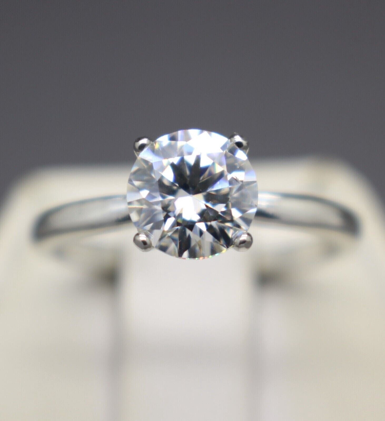 1Ct Lab Created Diamond Round Cut Solitaire Leady Beauty Ring 14K White ...