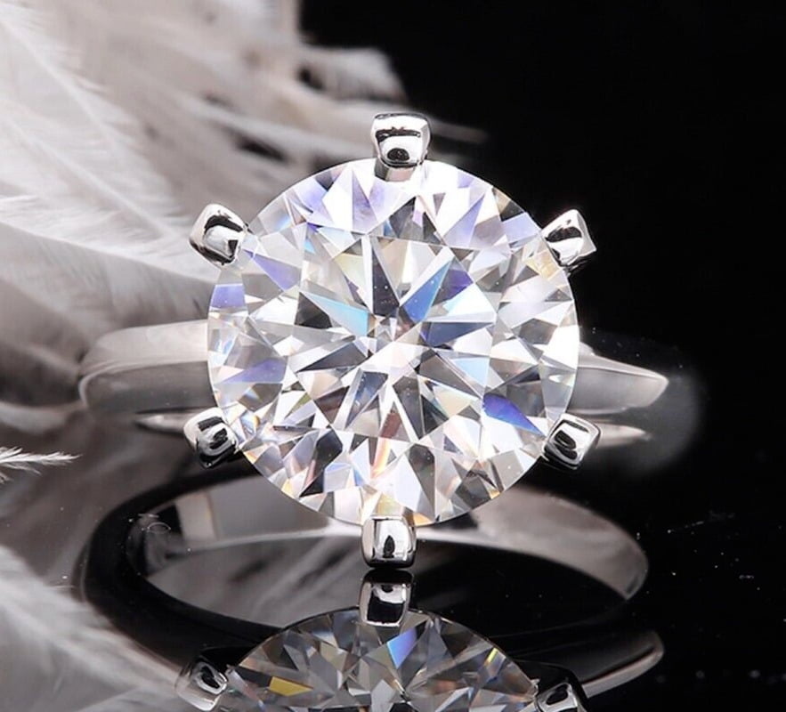 1Ct Lab Created Diamond Round Cut Solitaire Ring 14K White Gold Plated ...