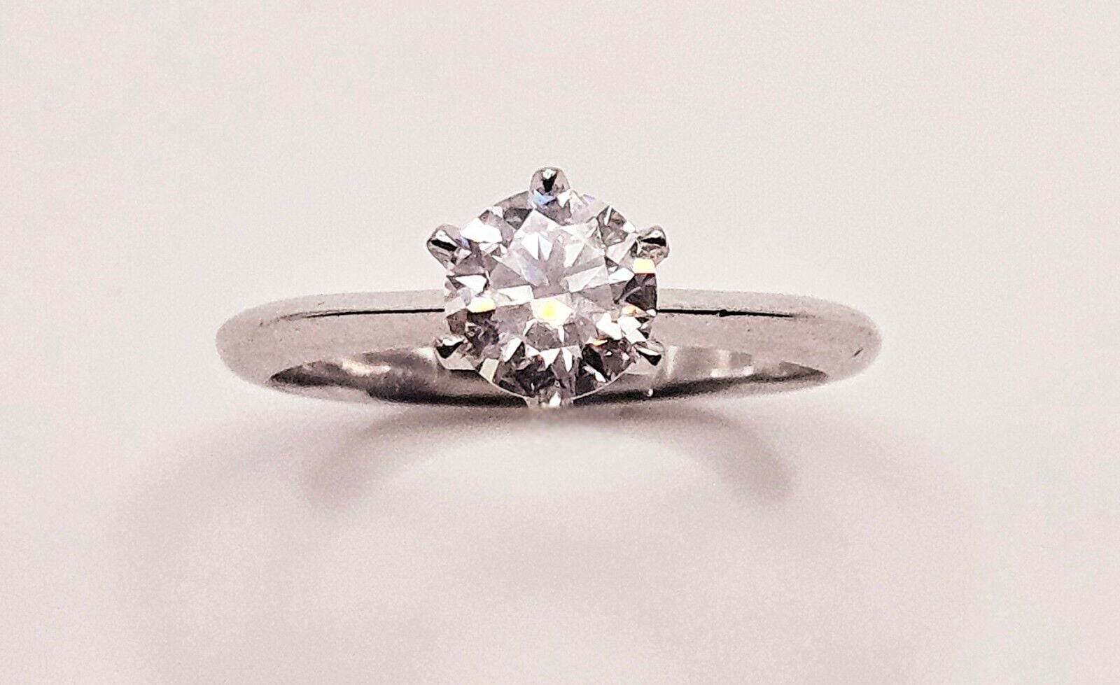 1Ct Lab Created Diamond Round Cut Solitaire Ring 14K White Gold Plated ...