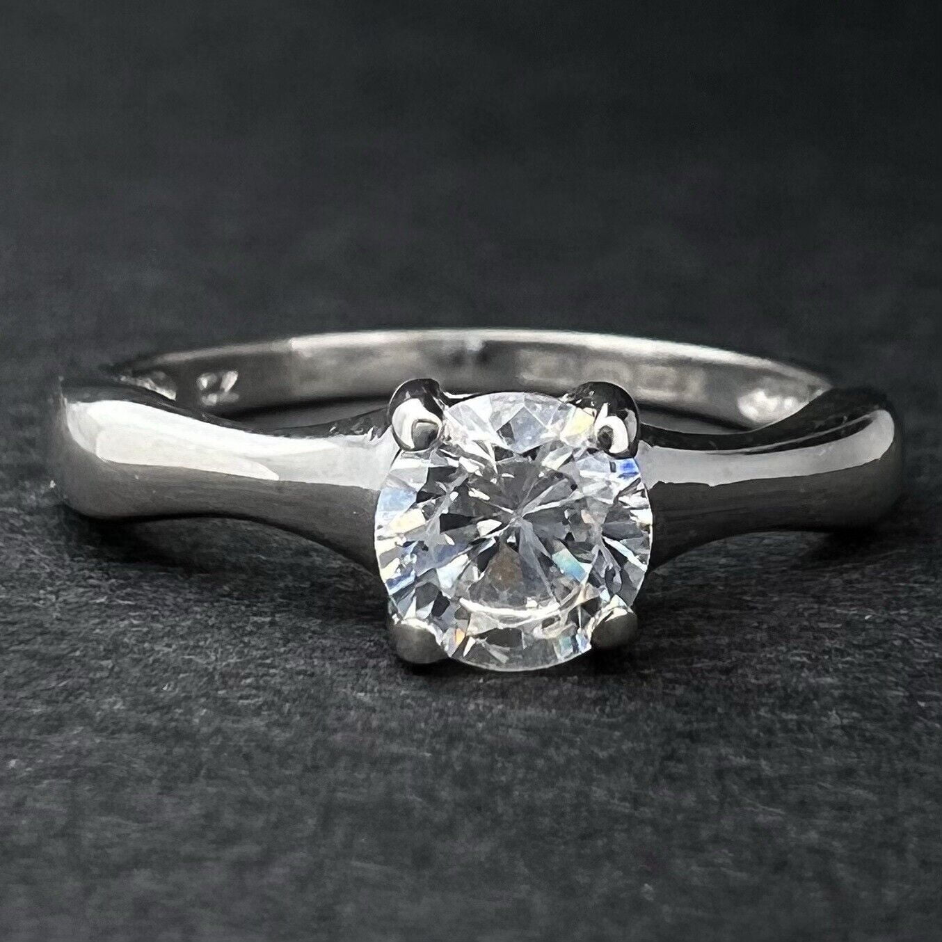 1Ct Lab Created Diamond Round Cut Solitaire Women's Wedding Ring 14K ...
