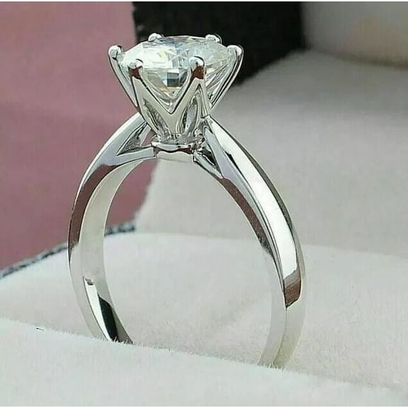 0.50Ct Round Cut Simulated Diamond Women's Wedding Band Ring 14K White ...