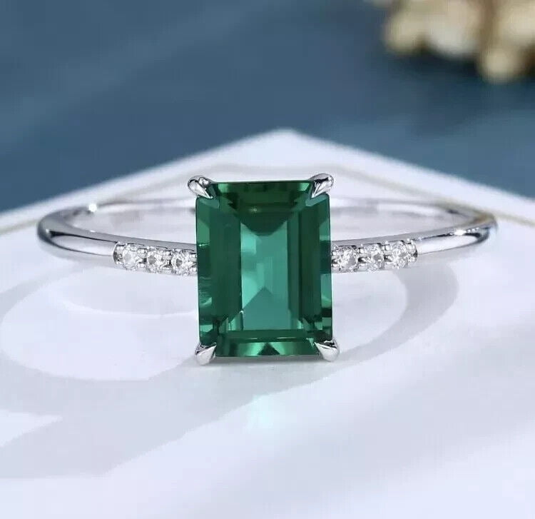 1Ct Lab Created Emerald Solitaire Simple & Classy Anniversary Gift Ring ...