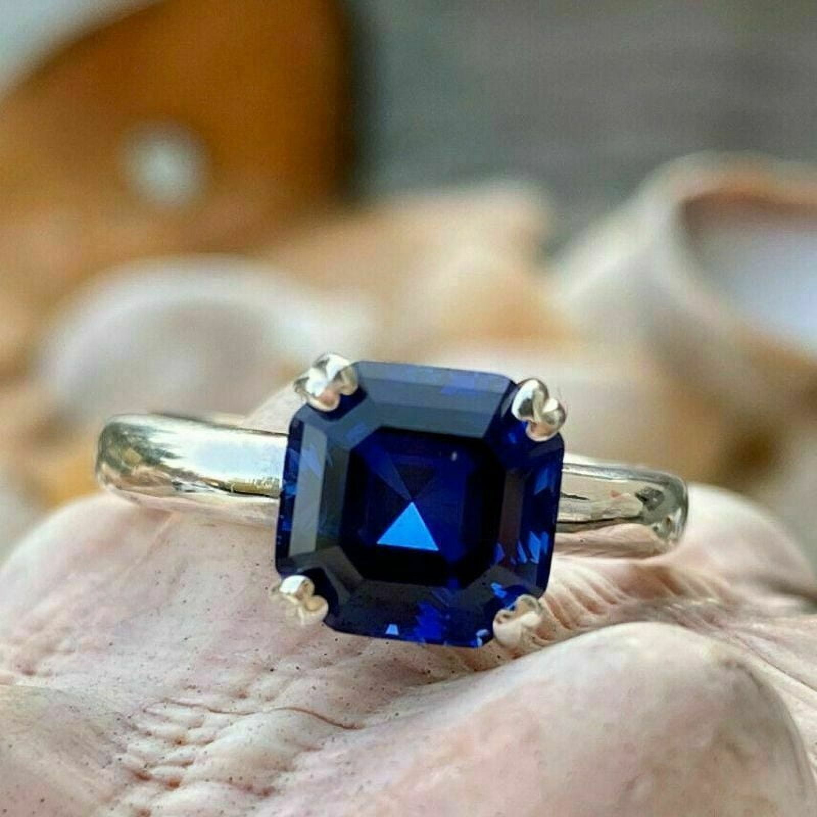 1Ct Lab Created Sapphire Asscher Cut Solitaire Pretty & Fancy Leady ...