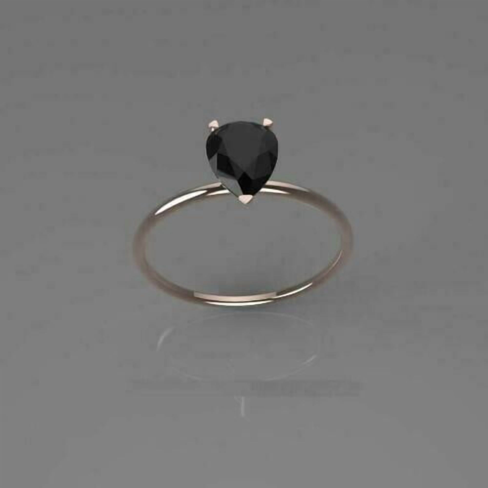 1Ct Pear Cut Lab-Created Black Diamond Engagement Ring Women's 14k ...
