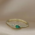 1Ct Pear Cut Simulated Green Emerald Women Promise Ring 14K Yellow Gold ...