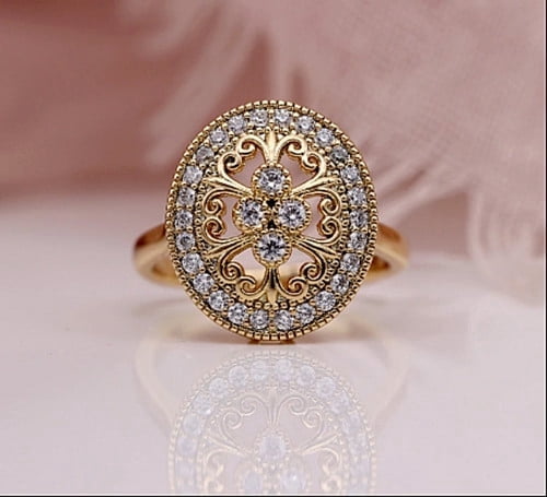 1Ct Round Cat Simulated Diamond Women's Engagement Ring 14K Yellow Gold ...