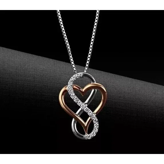 1Ct Round Cut Lab Created Diamond Infinity Heart Pendant Chain In 14k ...