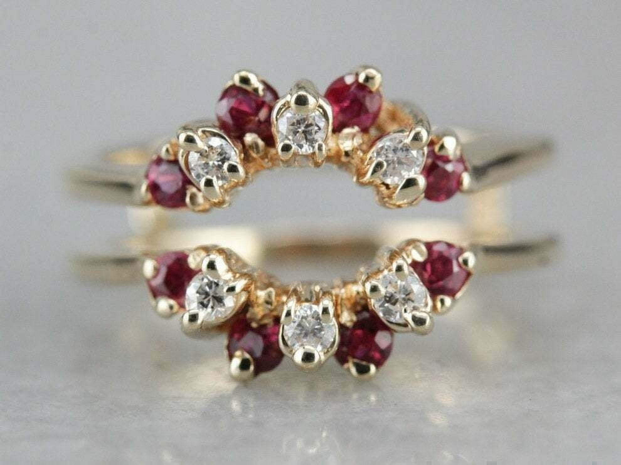 1Ct Round Cut Lab Created Diamond Ruby Enhancer Wrap Wedding Ring 14k ...