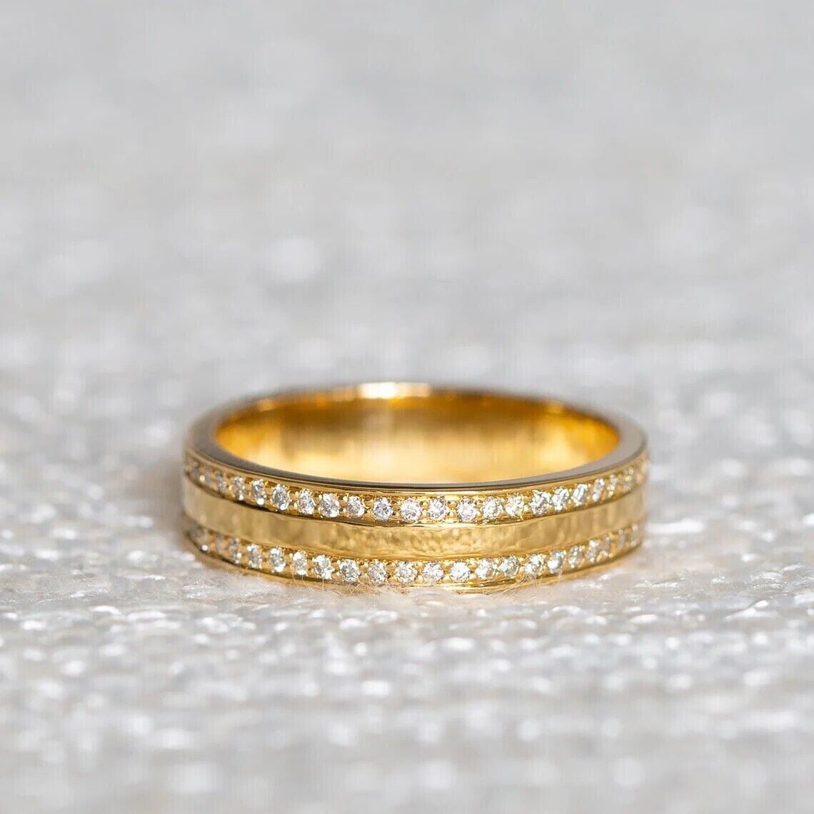 1Ct Round Cut Lab Grown Diamond 14K Yellow Gold Plated Band Ring Fine ...