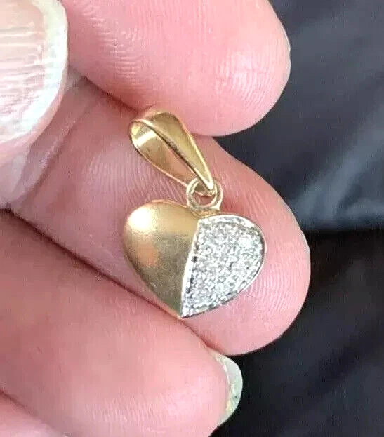 1Ct Round Cut Simulated Diamond Heart Chain Pendant 14K Yellow Gold ...