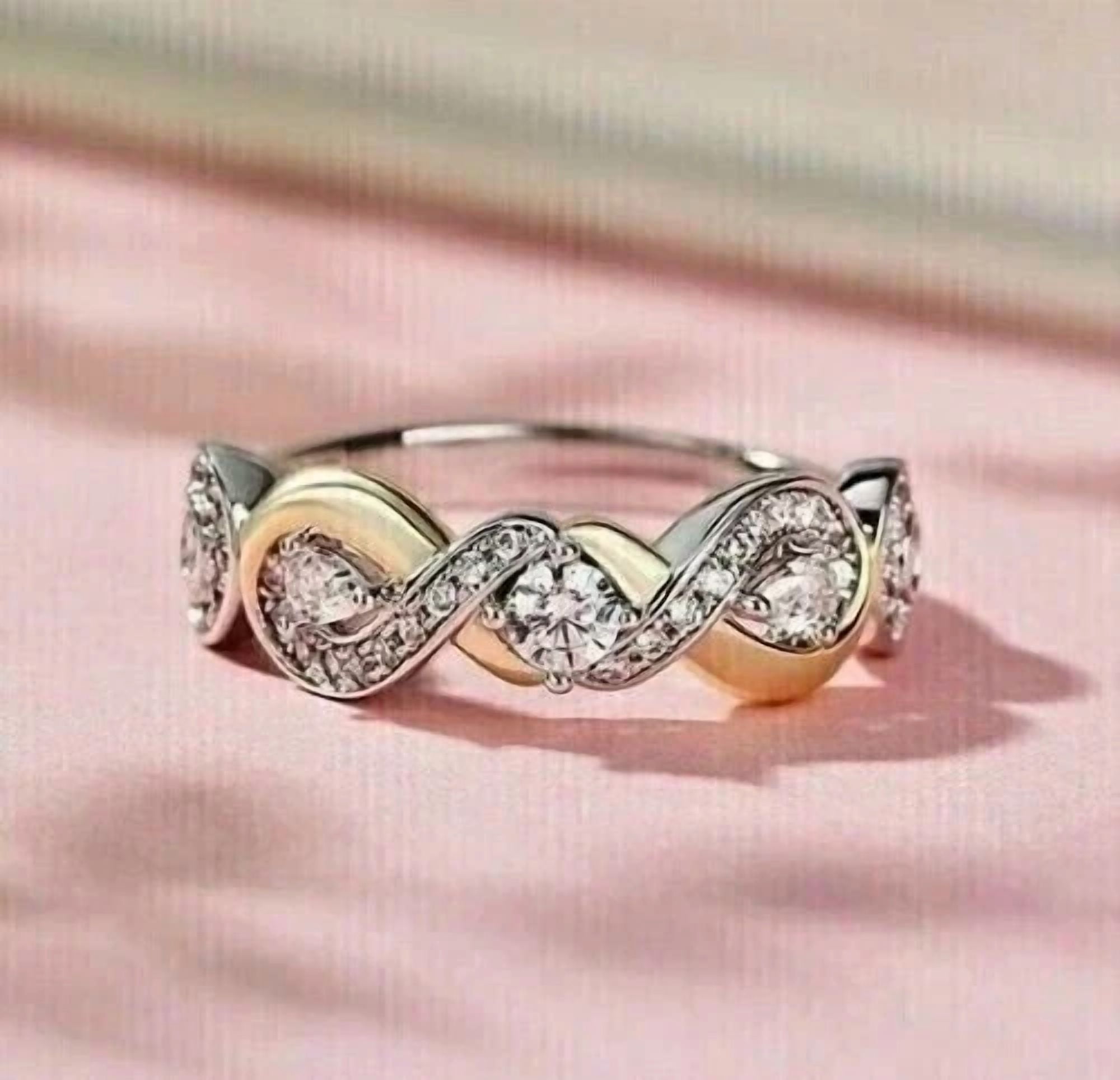 1Ct Round Cut Simulated Diamond Twisted Engagement Ring 14K Two-Tone ...