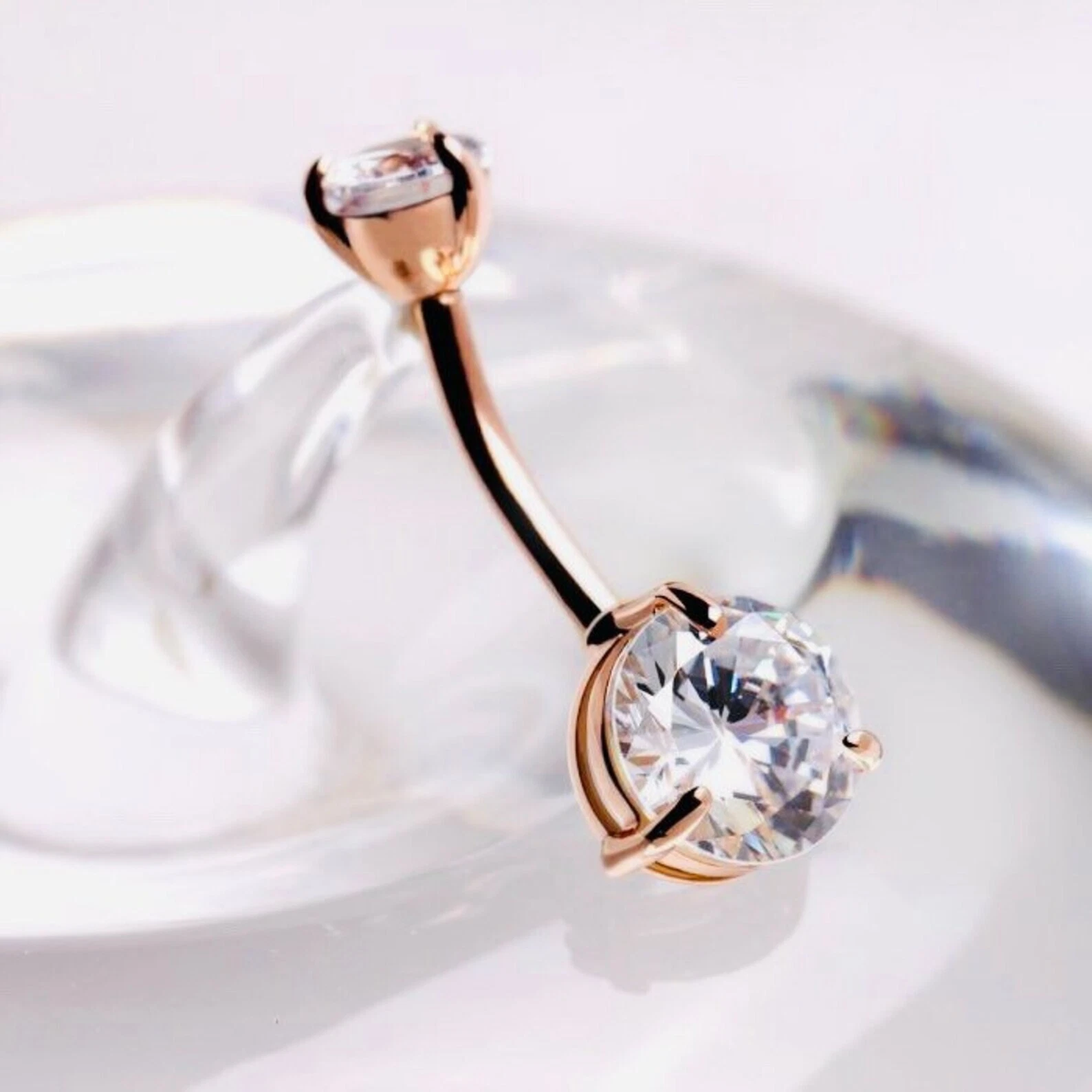 1Ct Round Cut Simulated Diamond Two Stone Women's Piercing Belly Button ...