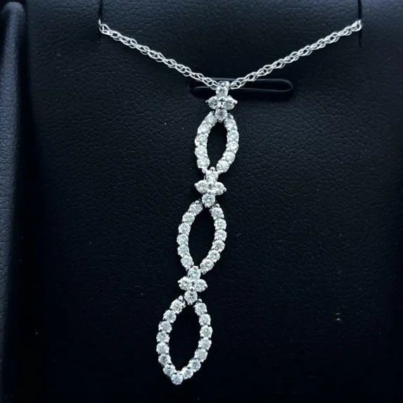 1Ct Round Cut Simulated Diamond Women Lariat Drop Pendant 14K White ...