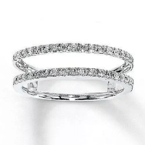 1Ct Round Lab Created Diamond Enhancer Wrap Wedding Ring 14K White Gold ...