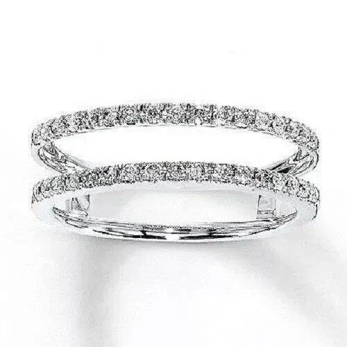 1Ct Round Lab Created Diamond Enhancer Wrap Wedding Ring 14K White Gold ...