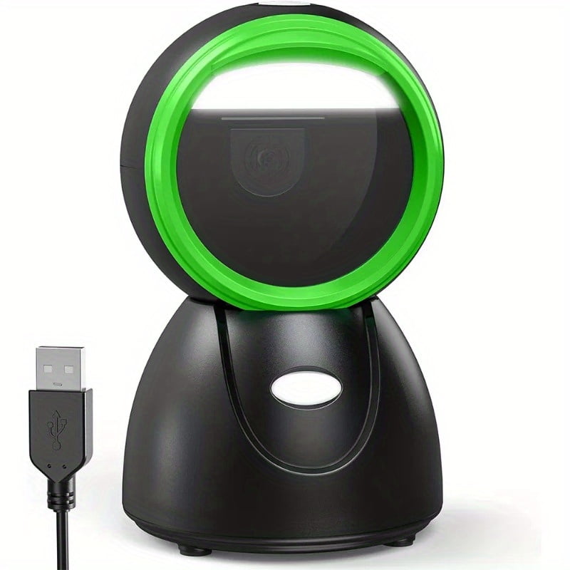 1D 2D QR Code Desktop Scanner - Omnidirectional Hands-Free USB Barcode ...