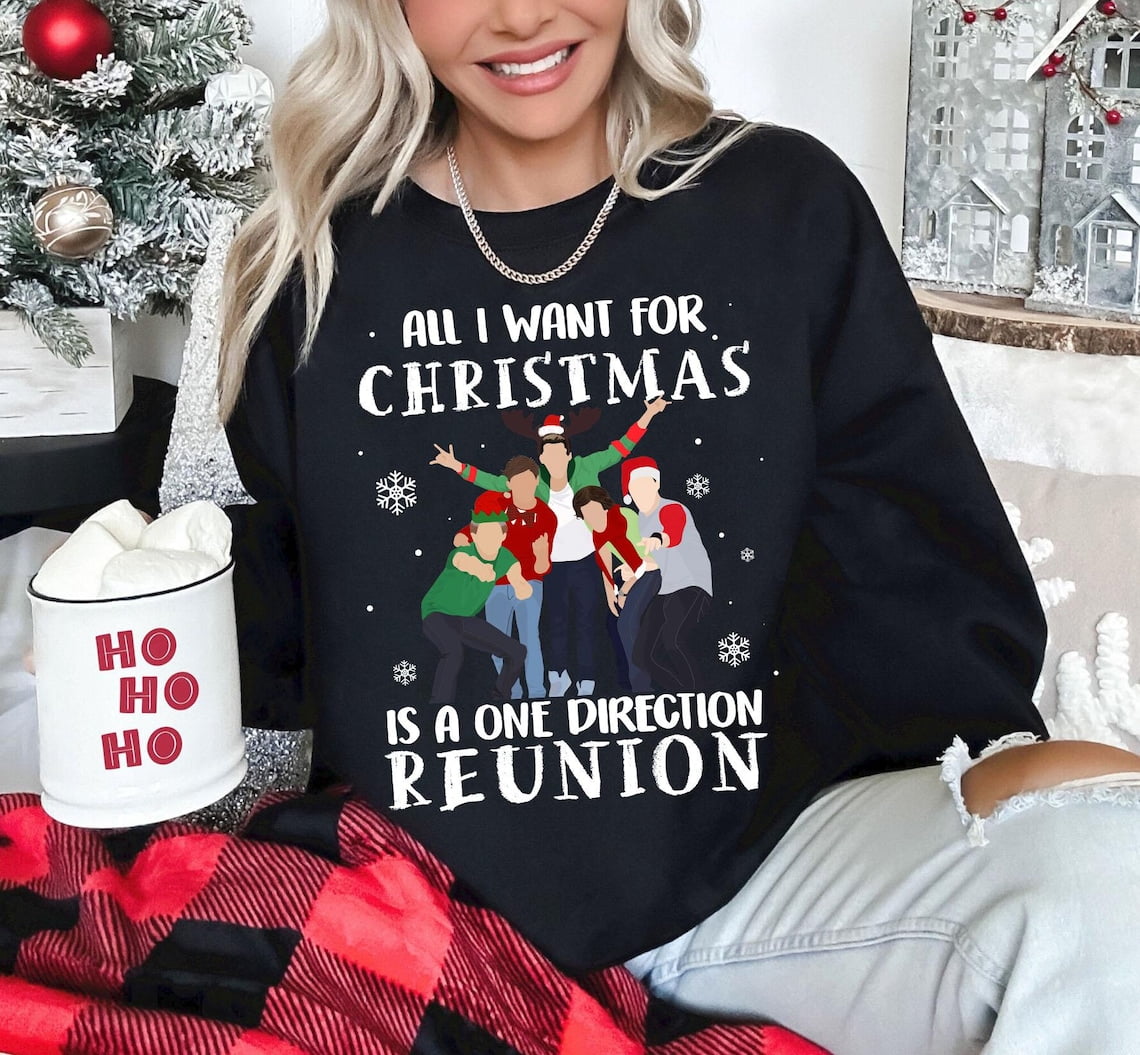 1D Christmas Merch Shirt, All I Want For Chritmas Is One Direction ...