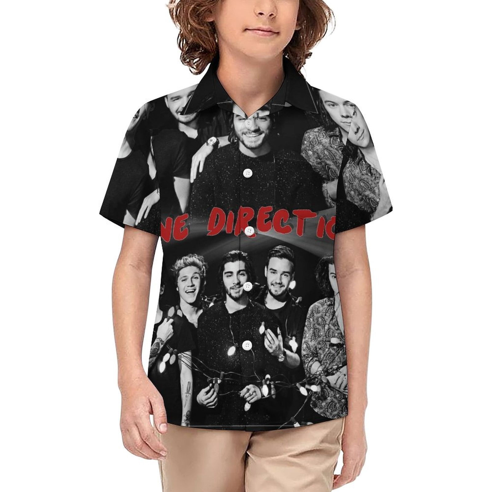 1D One Direction Boy's Button Down Hawaiian Shirt Short Sleeve, Kids ...