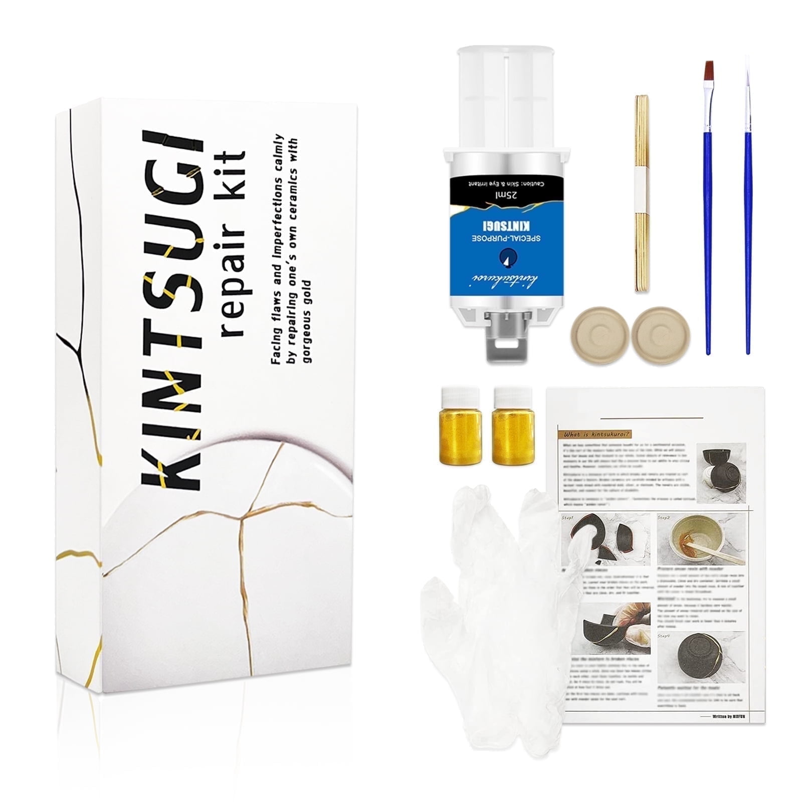 Kintsugi Repair Kit Gold, Japanese Kintsugi Kit to Improve Your Ceramic, Repair Your Meaningful ...