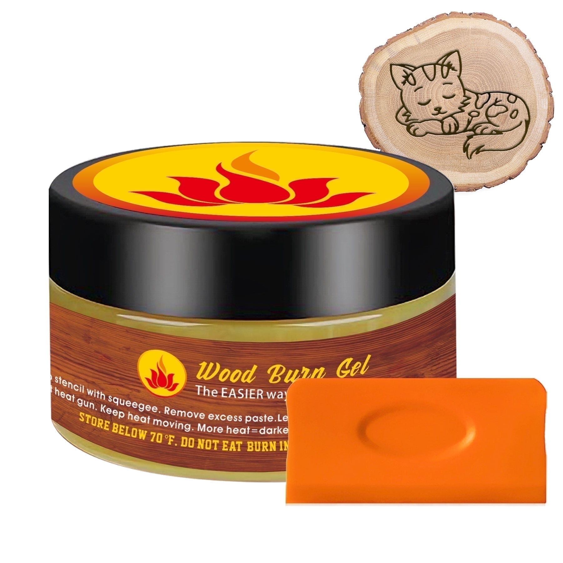 Wooden Burning Paste, Wood Burn Gel, 4 oz, Silicone Squeegee, Crafting ...