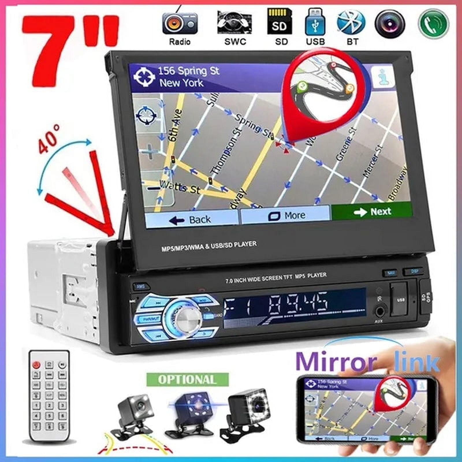 1DIN 7" HD Retractable Touch Screen Car Stereo Audio Bluetooth Car Radio Support Bluetooth/Usb ...