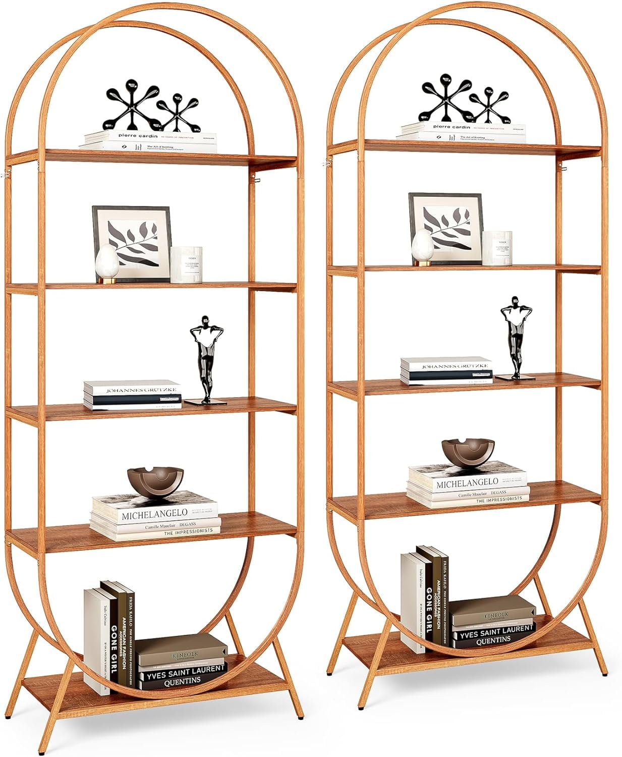 1Easylife 5-Tier Bookshelf, 70.8" Tall Arched Bookcase, Modern Home ...