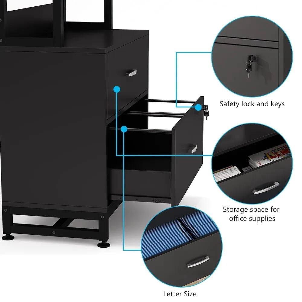 1Easylife Brown/ Black 4-Tier Tall File Cabinet with Lock, Multi ...