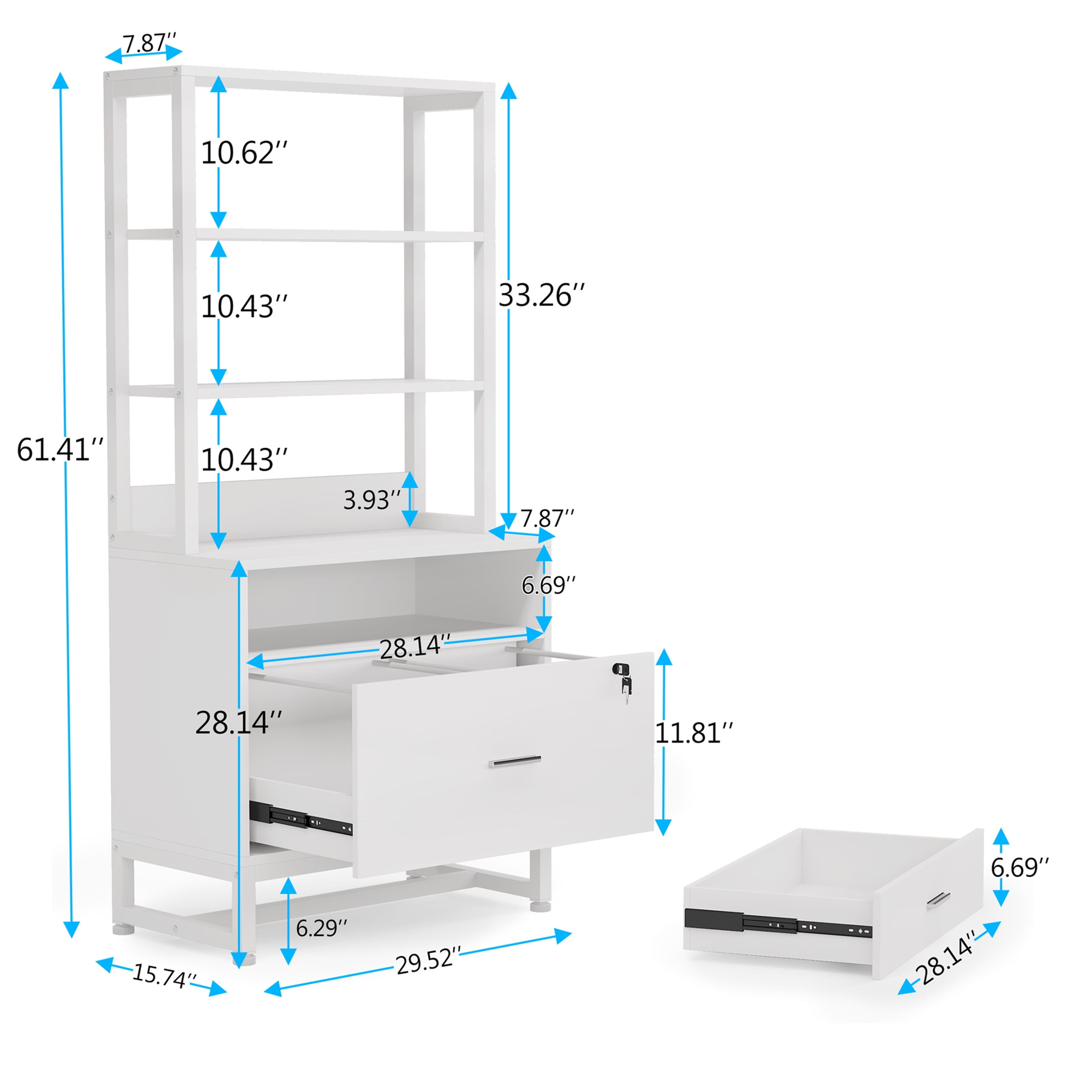Lee 4-Tier Tall File Cabinet with Lock, Multi-Functional Storage Units ...