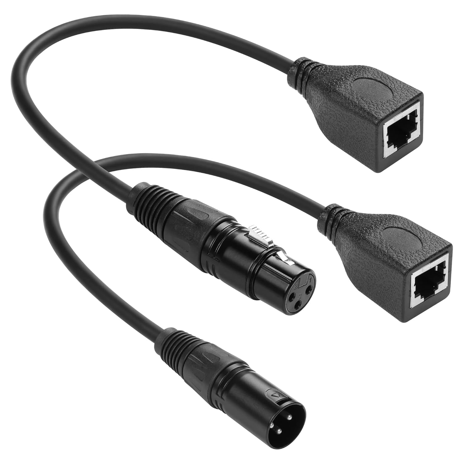 1FT Black XLR to RJ45 DMX Adapter Cable, 2-Pack, 3Pin XLR Male & Female ...