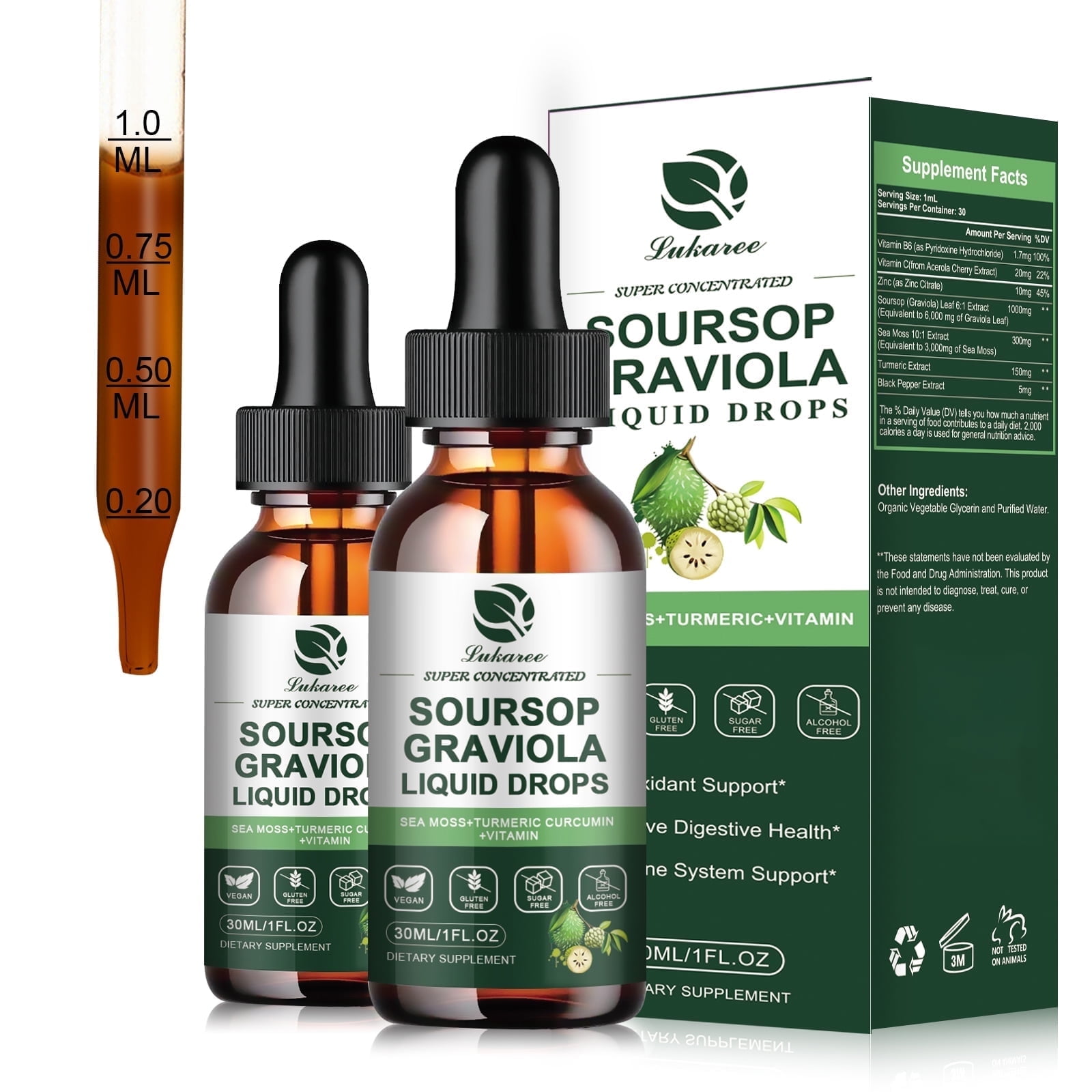 1Fl Oz Soursop Graviola Leaf Extract Liquid Drop - Soursop Guanabana ...