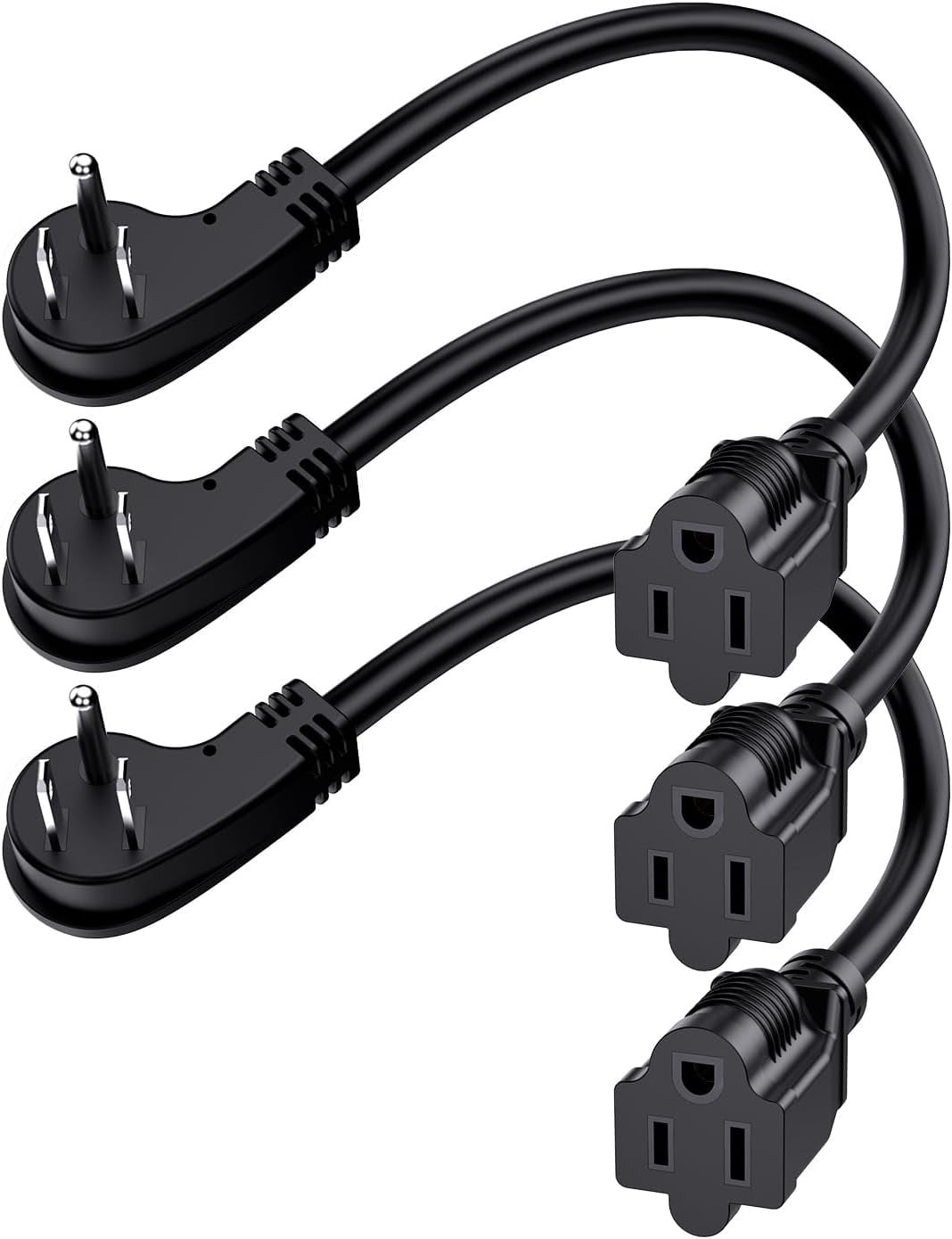 1Ft Flat Plug Short Extension Cord, 90 Degree Plug Adapter, Low Profile ...