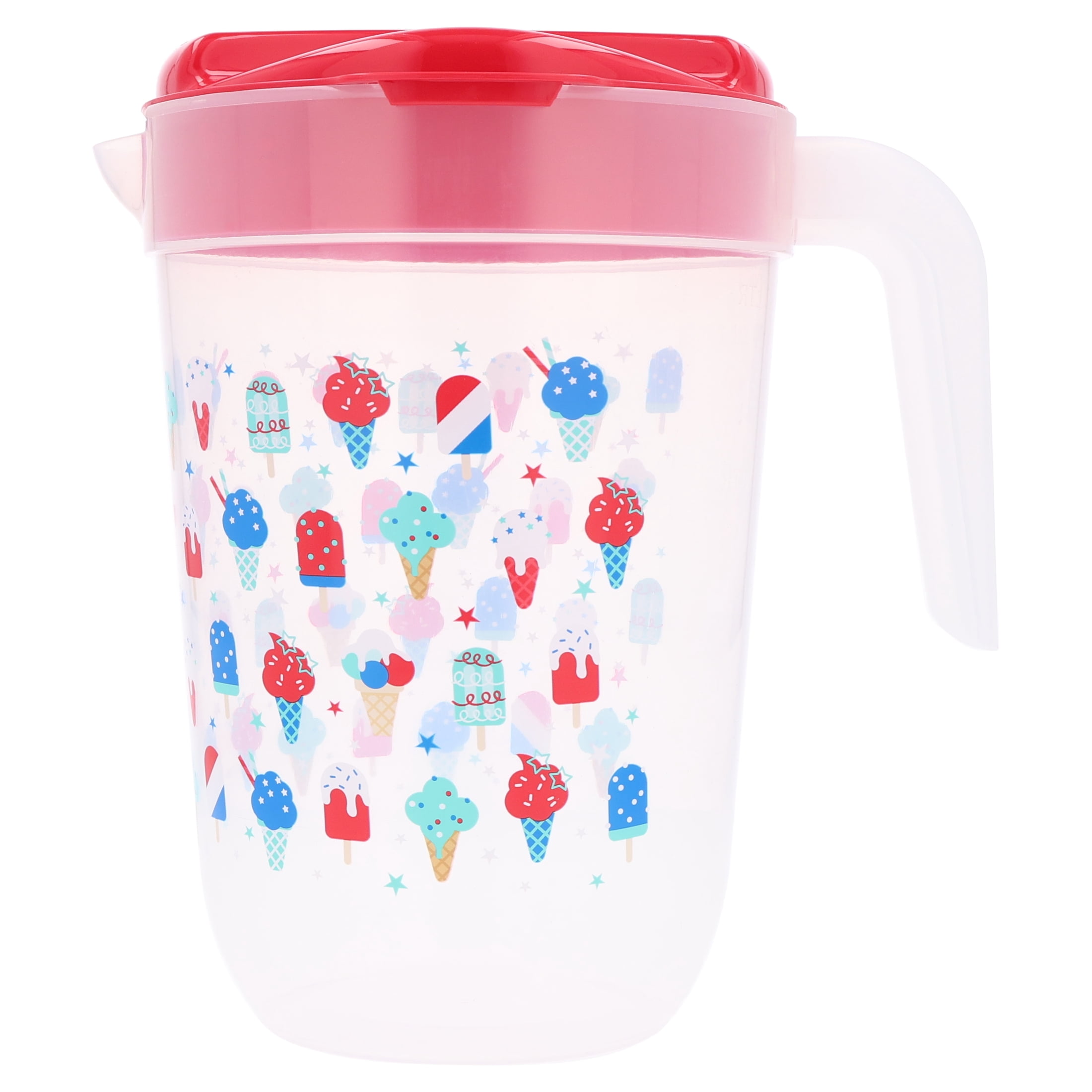 Ice Pops and Ice Cream Cones Plastic Pitcher, Red/White/Blue, 1 Gal ...