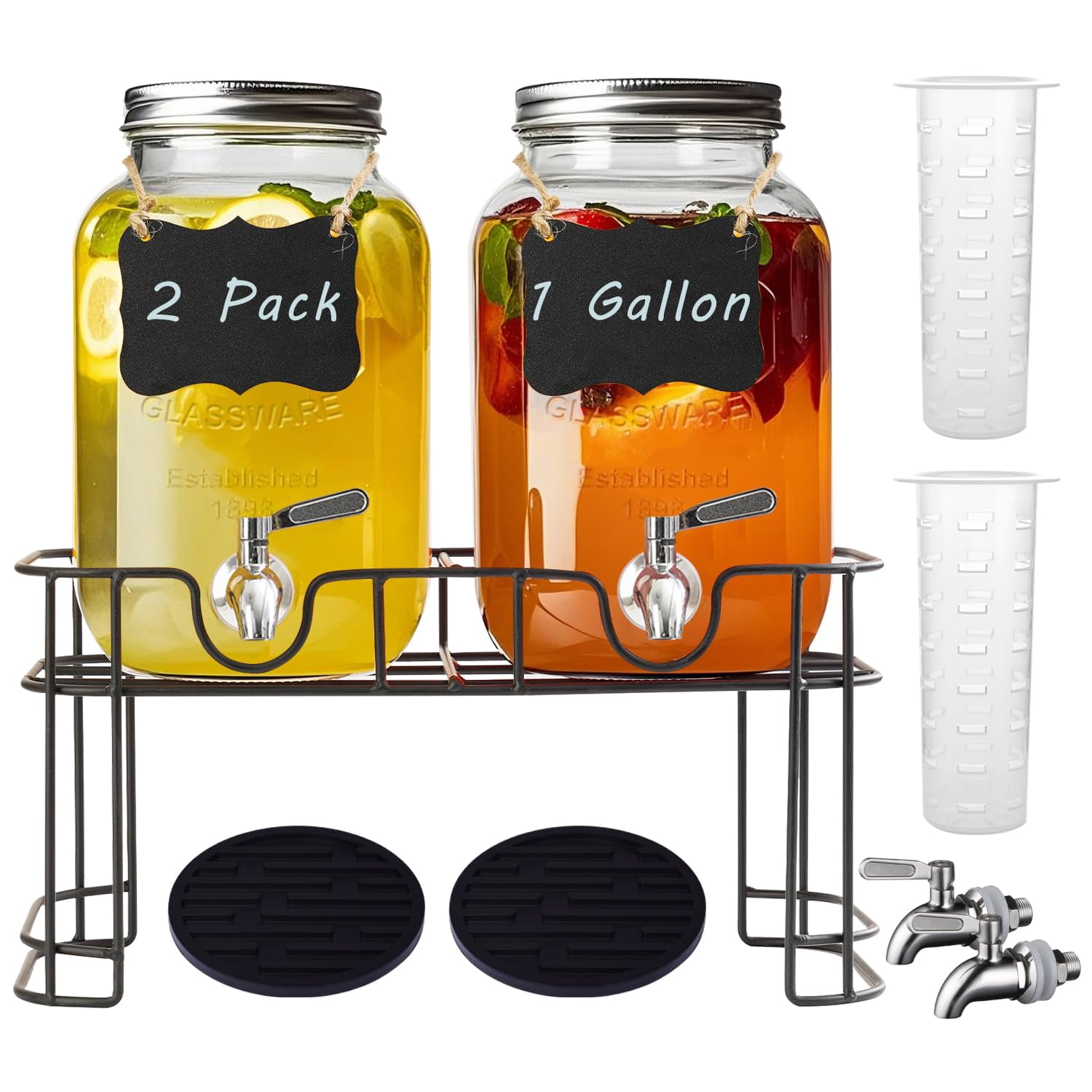 1Gallon-2Pcs Beverage Dispenser Stainless Steel Spigot Stand for ...
