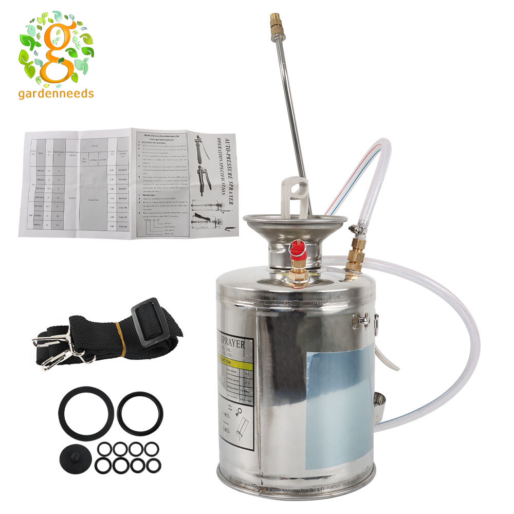 1Gallon 4L Stainless Steel Sprayer w/3' Hose for Pesticide Clean and ...