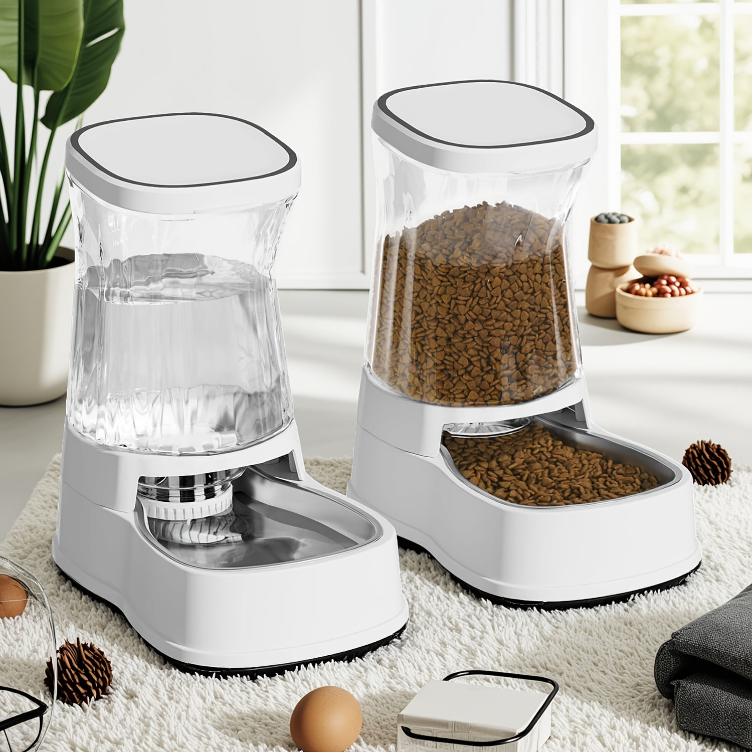 1Gallon Gravity Automatic Dog Cat Feeder & Water Dispenser with Filter ...