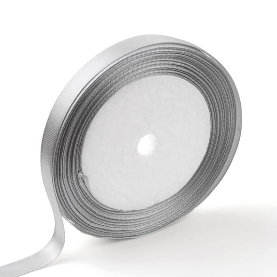 1Group Single Face Satin Ribbon Polyester Ribbon Light Grey 1 inch(25mm ...