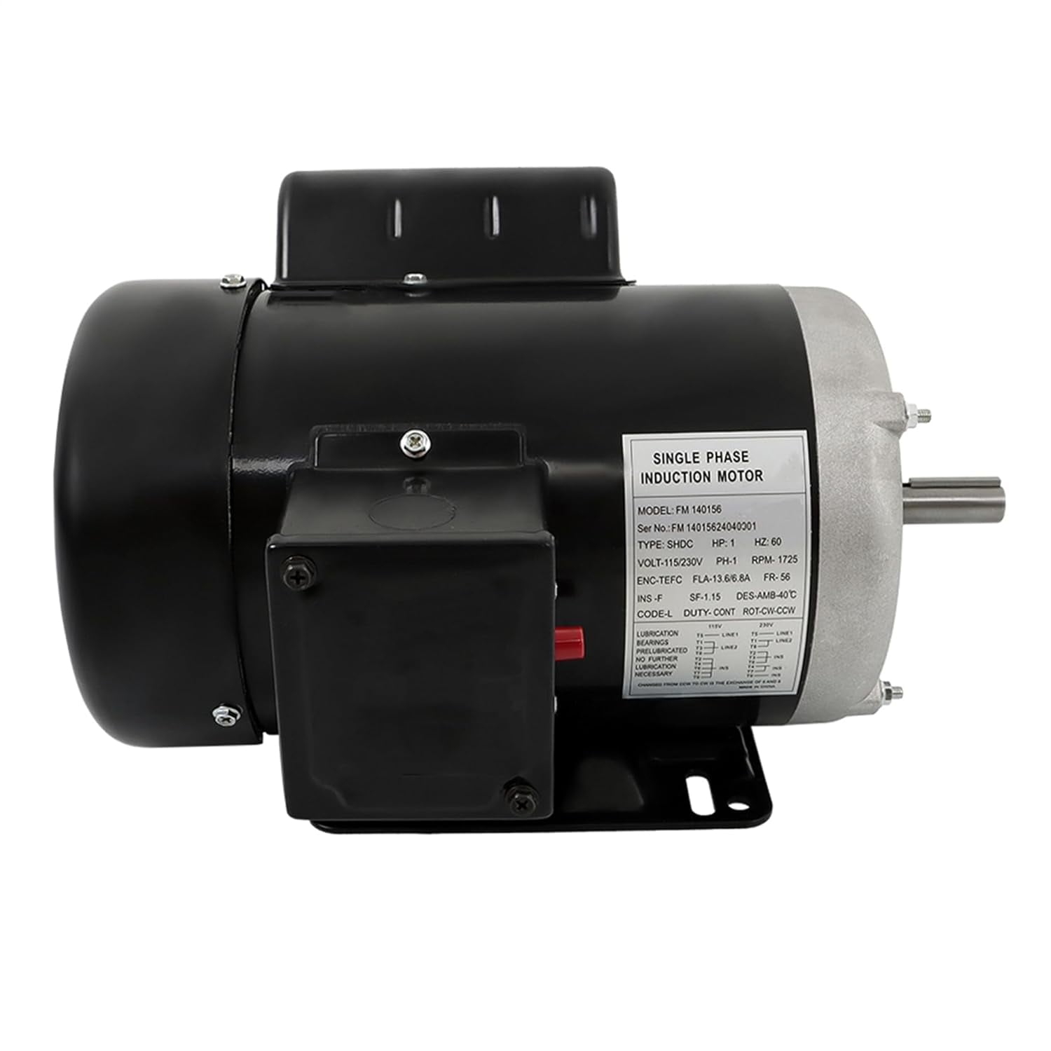 1HP 56 Frame Electric Motor 115V/230V 5/8 Inch Shaft Diameter 1725RPM ...